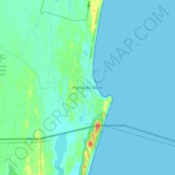 Carte topographique Ponta do Ouro, altitude, relief