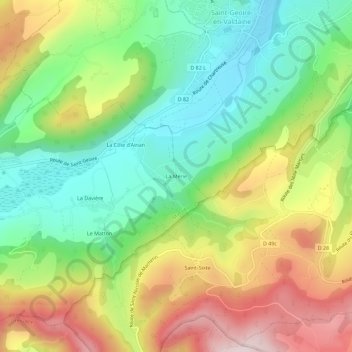 Carte topographique La Mérie, altitude, relief