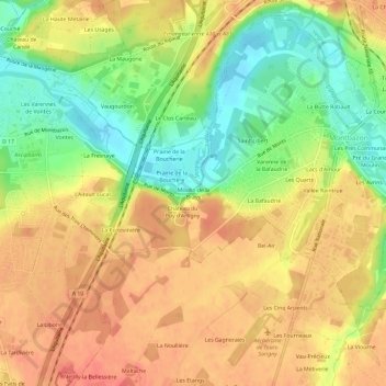 Carte topographique Moulin de la Braye, altitude, relief