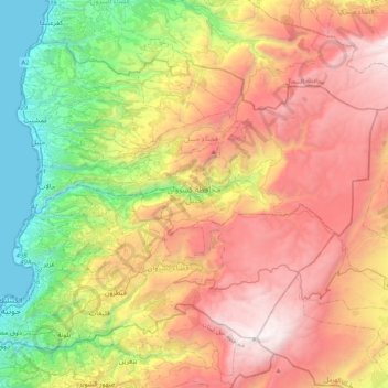 Carte topographique Keserwan-Jbeil Governorate, altitude, relief