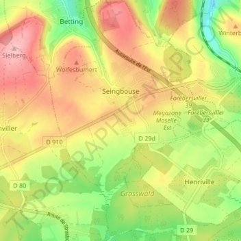 Carte topographique Seingbouse, altitude, relief