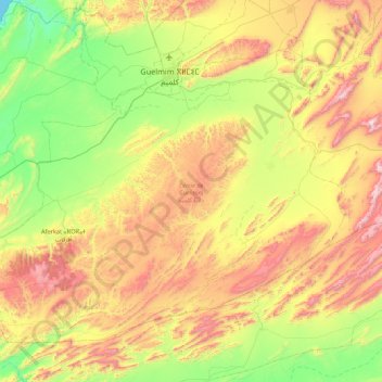 Carte topographique Cercle de Guelmim, altitude, relief