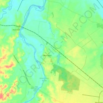 Carte topographique Moorland, altitude, relief