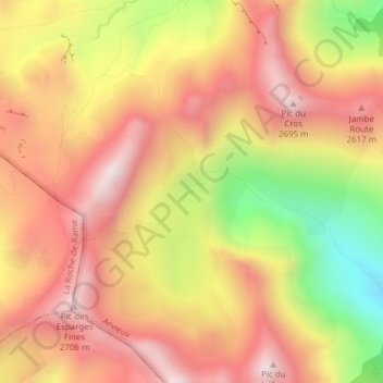 Carte topographique Lac du Lauzon, altitude, relief